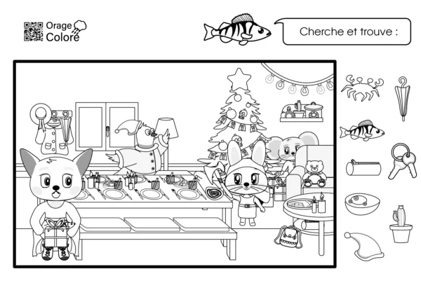 Coloriage avec cherche-et-trouve Noël - PDF - Orage Coloré